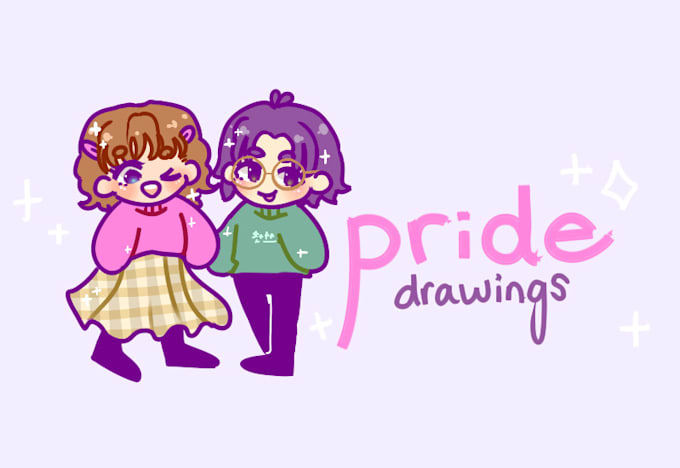 Draw lgbtq pride couple portraits by Jellyaquarium | Fiverr