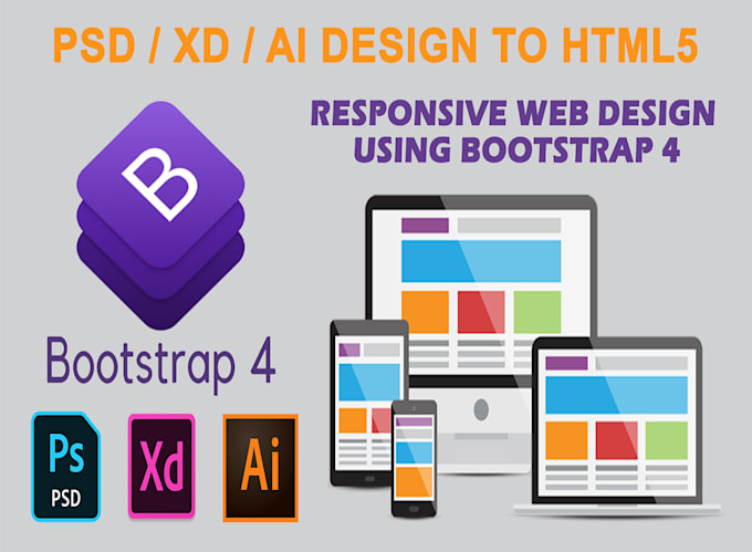Convert psd to html responsive with bootstrap 4 by Mohitdawrani | Fiverr