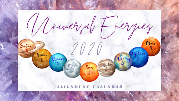 Provide a 2020 universal monthly energy calendar and guide to align ...