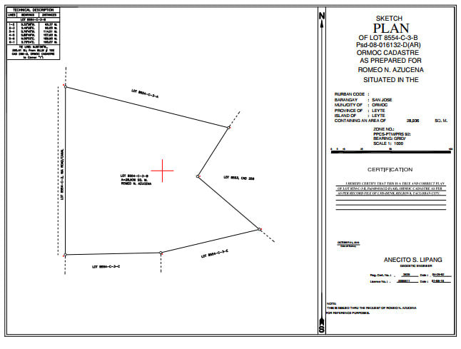 Draw and compute a sketch plan base on the land title technical ...