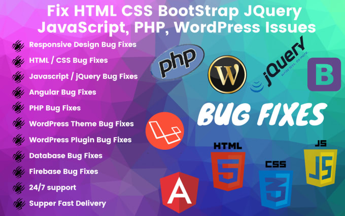 Fix Html Css Javascript Jquery Php Wordpress Issues By Mrspider94 Fiverr