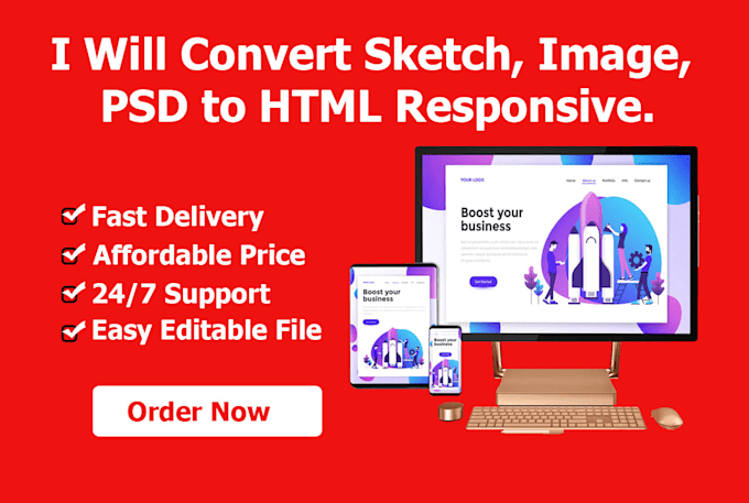 Convert sketch, image, psd to html responsive bootstrap 4 by ...