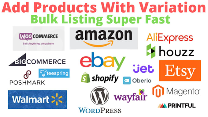 Add products on ebay amazon wordpress shopify etsy wayfair poshmark ...