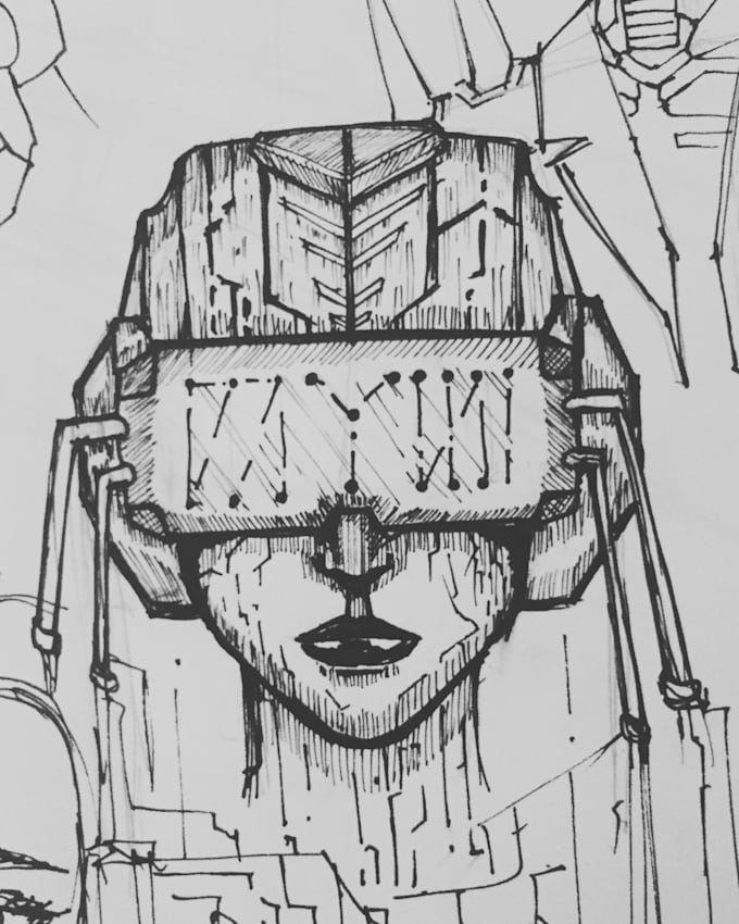 Draw cyberpunk style art by Kairkhan