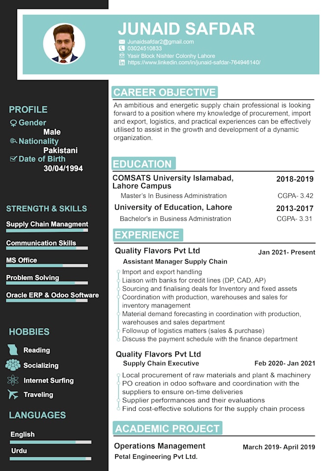Do professional resume, cv, cover letter writing by Junaid_safdar | Fiverr