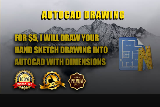 Draw your hand sketch drawing into autocad with dimensions by ...