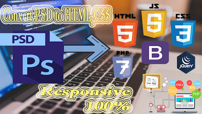 Do psd,xd to html, bootstrap,tailwinds,javascript,reactjs by Faizan ...