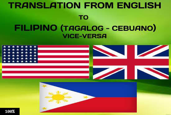 Translate english to filipino tagalog or cebuano by Waynelequin | Fiverr