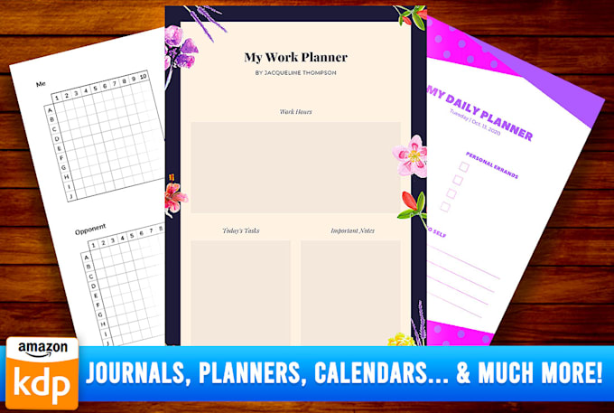 Design professional journal, planner, calendar interior for kdp by ...