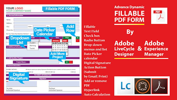 Create fillable pdf form adobe livecycle designer or acrobat by Amranhossainsoj | Fiverr