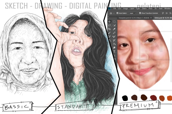 Draw portrait and caricature by Nelateni | Fiverr