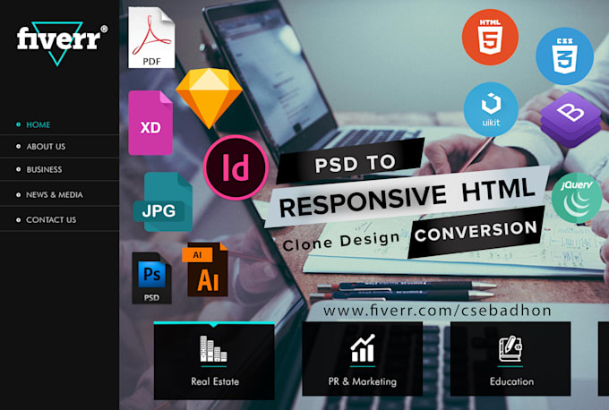 Convert psd to html responsive website using bootstrap by Csebadhon ...