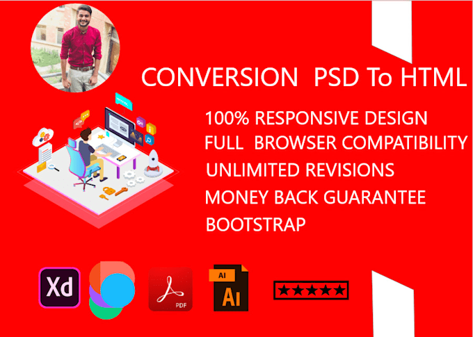 Convert Psd To Html And Css Full Responsive With Bootstrap By