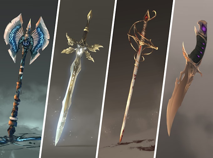 Create a weapon design in my art style by Wynfordart | Fiverr