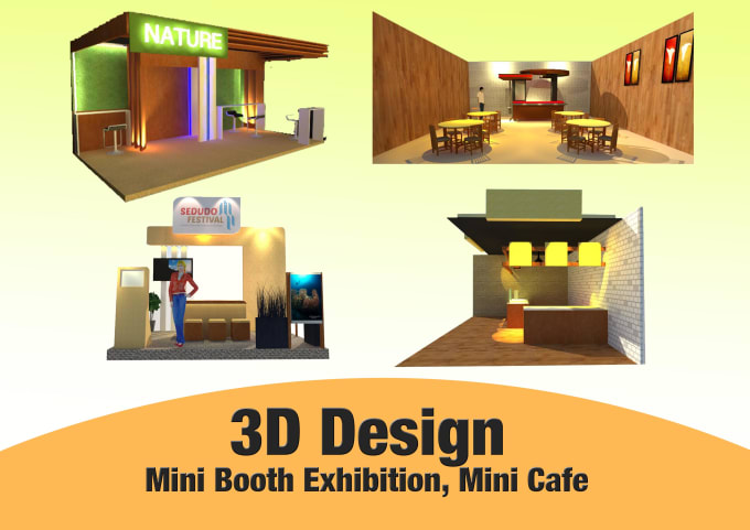 Design 3d mini booth exhibition, mini cafe interior by Irieneas | Fiverr