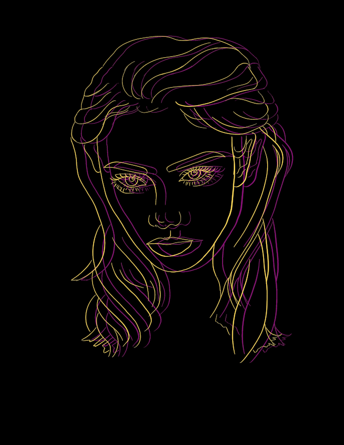 Create a two tone outline portrait by Reannaplace | Fiverr