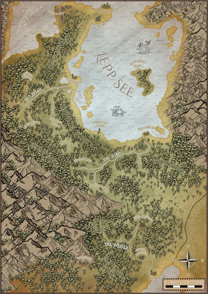 Design and print your custom fantasy map by Glebtaranow | Fiverr