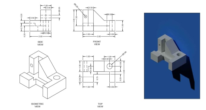 Design 2d and isometric mechanical drawings and 3d modeling as well by ...