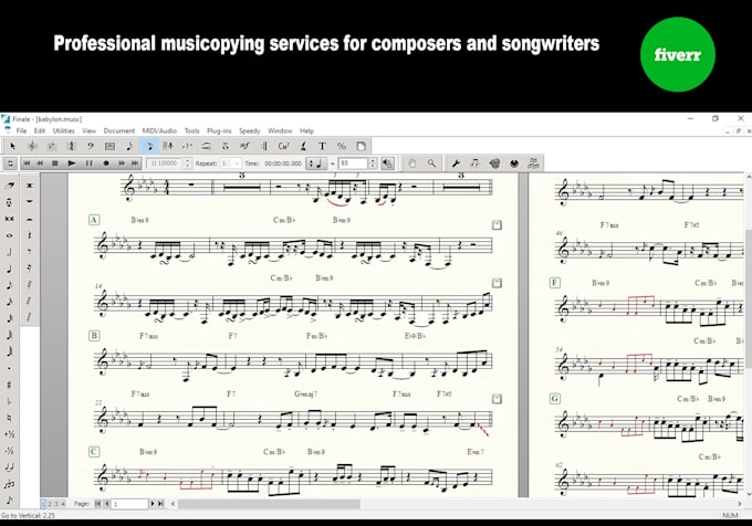 Create sheet music of your composition or song by Dcmusicstudio | Fiverr