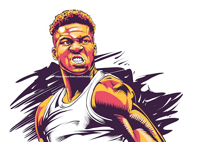 Unique color vector sports player portrait illustration by Fredtezar ...