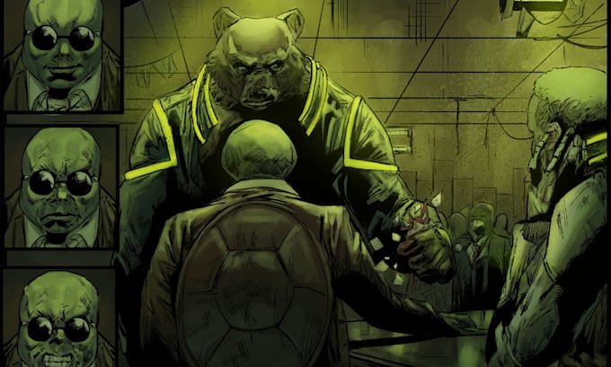 Create a very professional comic book page illustration by Motrk20026 ...