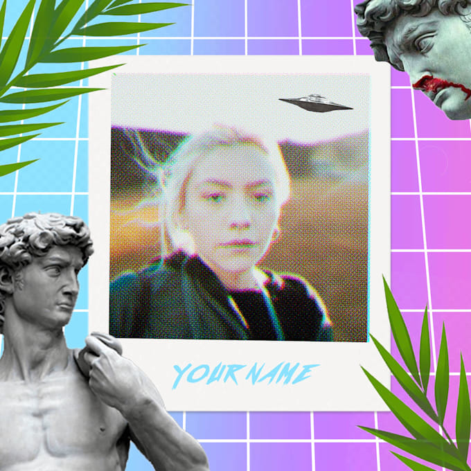 Make your portrait in vaporwave style collage by Mfdoom | Fiverr