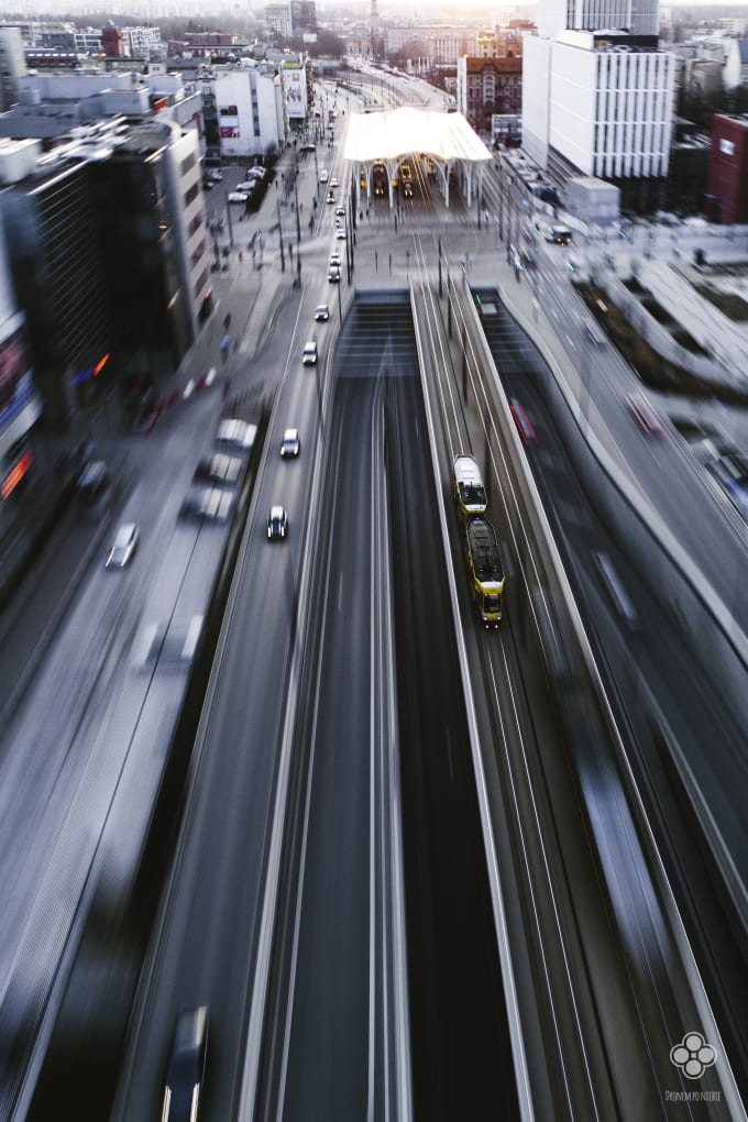 Drone panning shot store