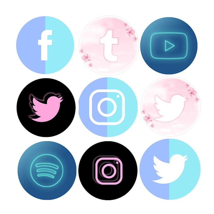 Design custom social media icons for your website by Katanaflowers | Fiverr