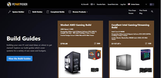 Create a pc partpicker list for you by Erivall | Fiverr