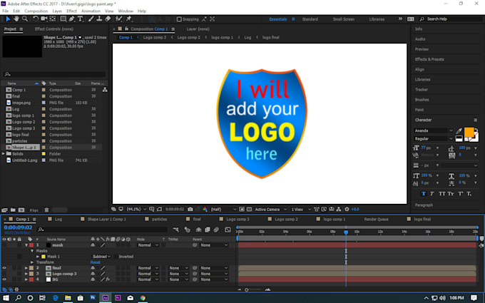Add you logo this cool pain animation effect by Kreationpics | Fiverr