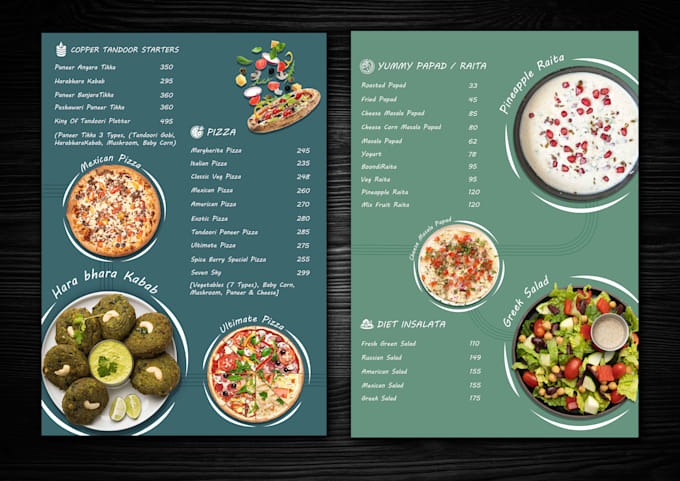 Design food menu, restaurant menu, and price list by Vivekpvp | Fiverr