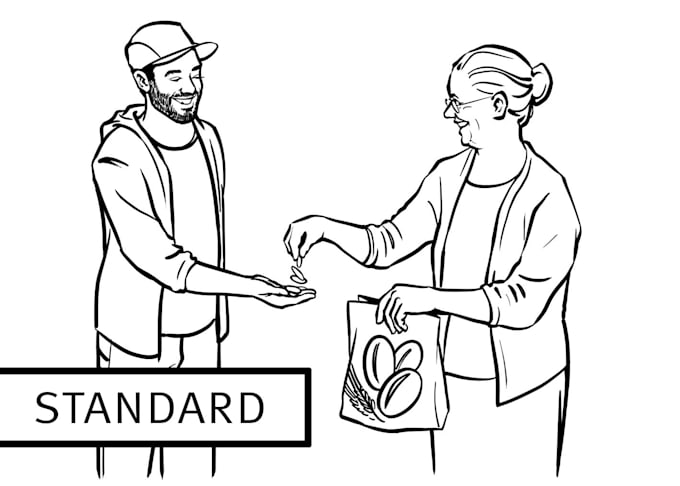 Draw a line art scene with people, objects, etc by Halfstone | Fiverr