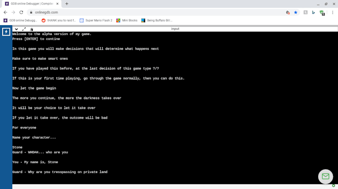 Make a text based adventure game for you by Stone4 | Fiverr
