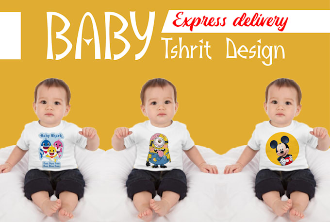 Do trendy custom baby t shirt and bib design by Hudagraphics | Fiverr