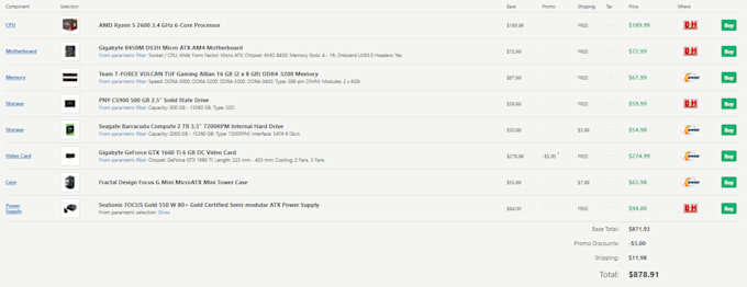 Create you a pc part picker list by Saltyfrog | Fiverr