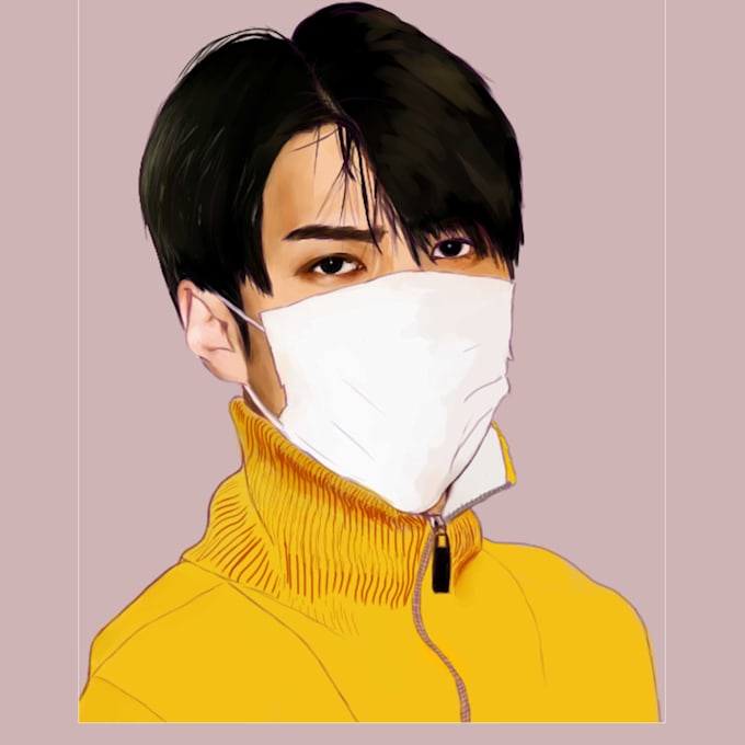 Draw a realistic digital painting of any kpop idol