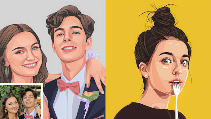 Draw realistic cartoon portrait from your photo by Usamaaliprank | Fiverr