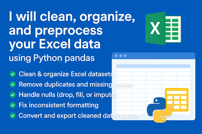 Clean, preprocess, and organize your data using python pandas by Muhammadfara876 | Fiverr