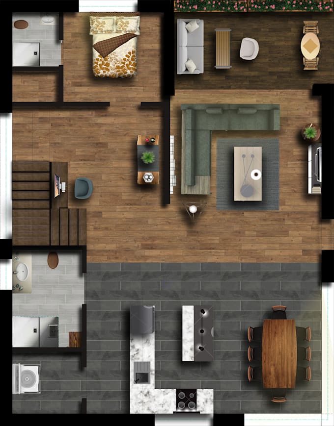 Create an interior rendering for your floor plan by Arminazizi97 | Fiverr