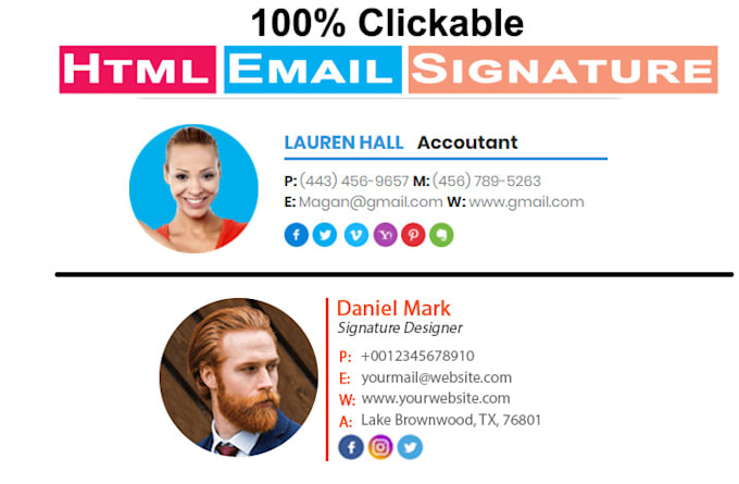 Create clickable html email signature by Marovesta | Fiverr