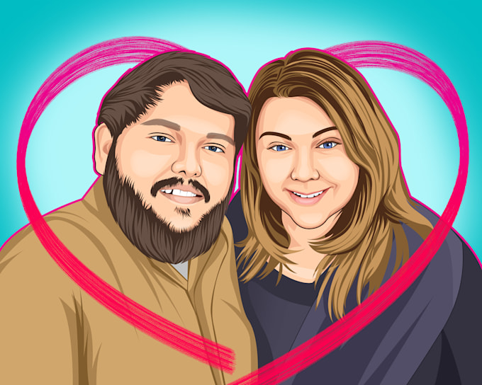 Draw amazing romantic couple from your photo by Bsa_art | Fiverr