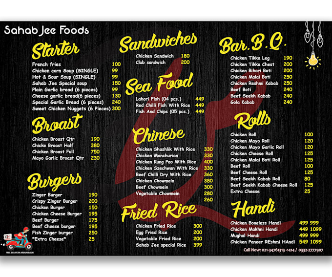 Design professional restaurants menu card by Mohsinhussai405 | Fiverr