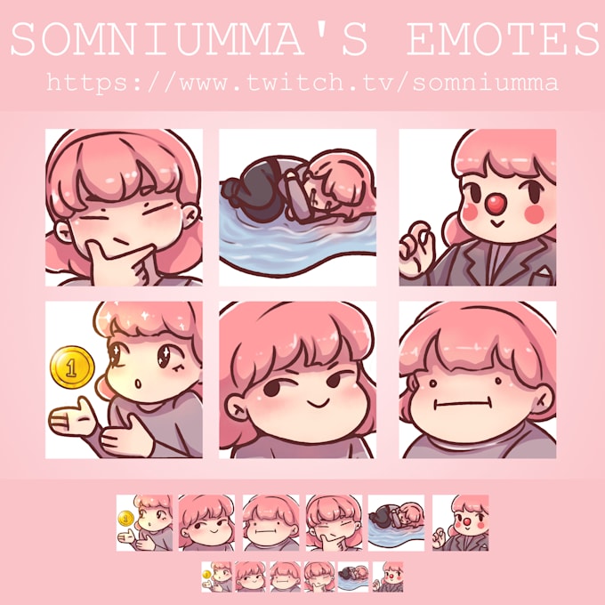 Draw custom cute emotes for your twitch by Somniumma | Fiverr