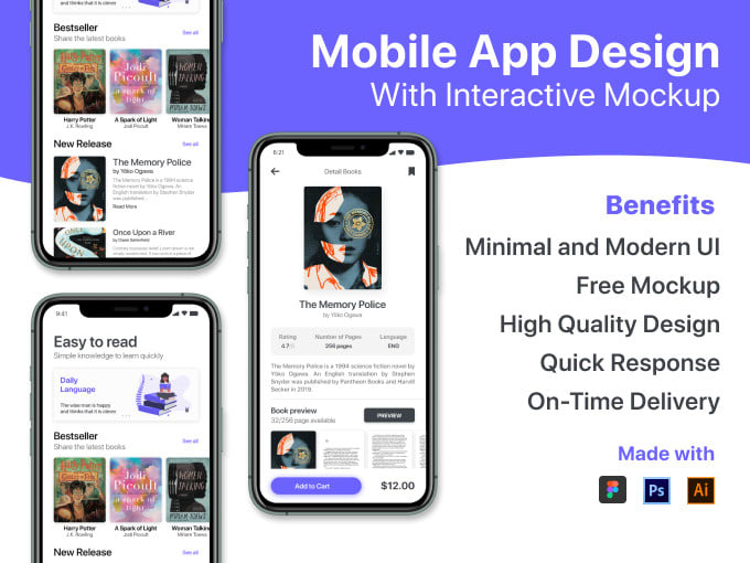 Design modern mobile app with interactive mockup by Twentyonelabx | Fiverr