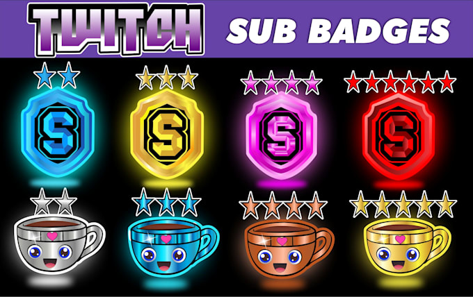 Design twitch sub badges emote, text emotes by Pervaiz111 | Fiverr