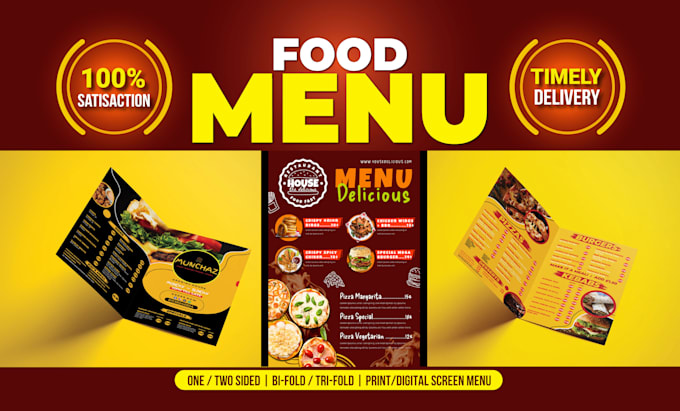 Design an amazing one or two sided, bifold or trifold food menu by ...