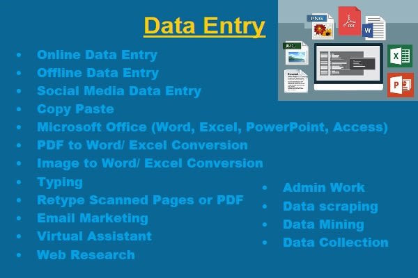 Do data entry, copy paste, ms word, ms excel, conversion by Sanabealkabir | Fiverr