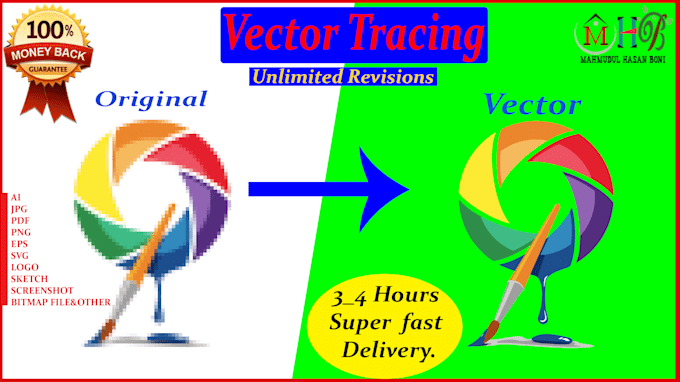 Professionally vectorize trace raster logo to vector by Mhbdesigner | Fiverr