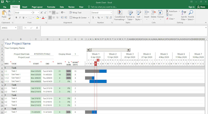 Create microsoft excel project schedule gantt chart timeline by Sudewo ...