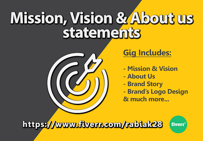 Craft a unique mission, vision and about us statements by Rabiak28 | Fiverr